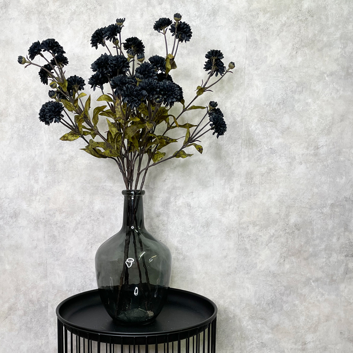 FAUX KIKU FLOWERS BLACK BUNCHES